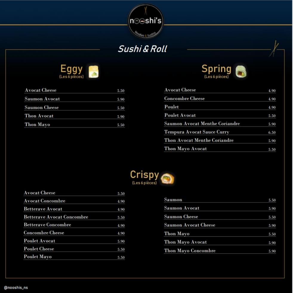 Menu at Nooshi's - Noodles & Sushis restaurant, Montereau