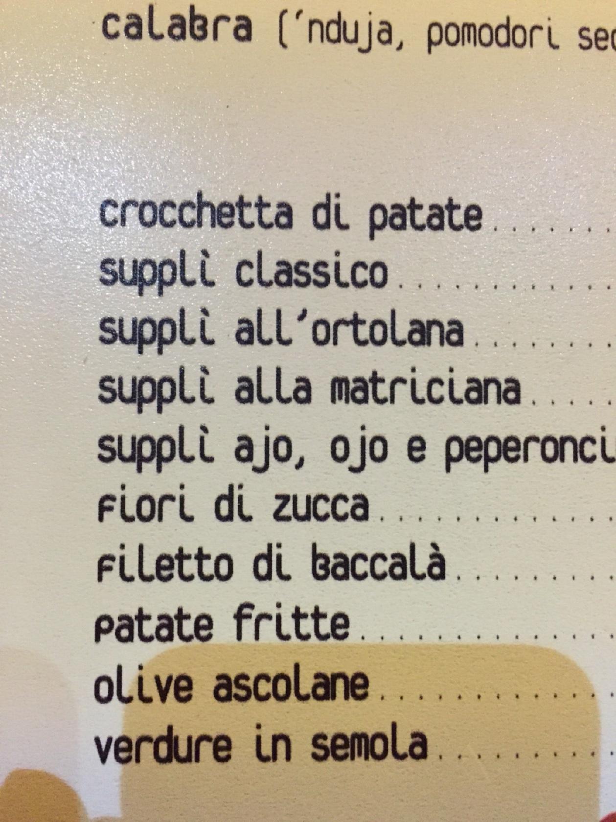 Menu da Pizzeria Tonda, Roma, Via Valle Corteno