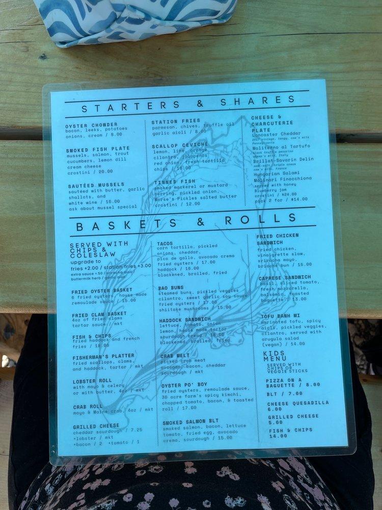 Menu at Shuck Station Raw Bar, Newcastle