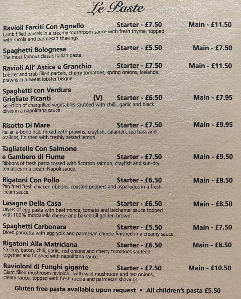 Menu at Zucchinis Restaurant, Batley