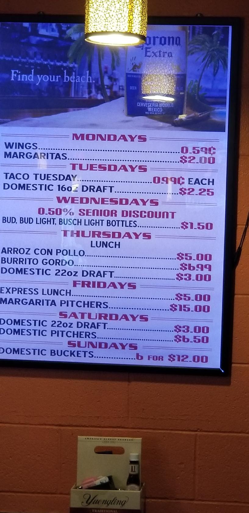 Menu at Chicotes Mexican Grill restaurant, Decatur, Nuttman Ave