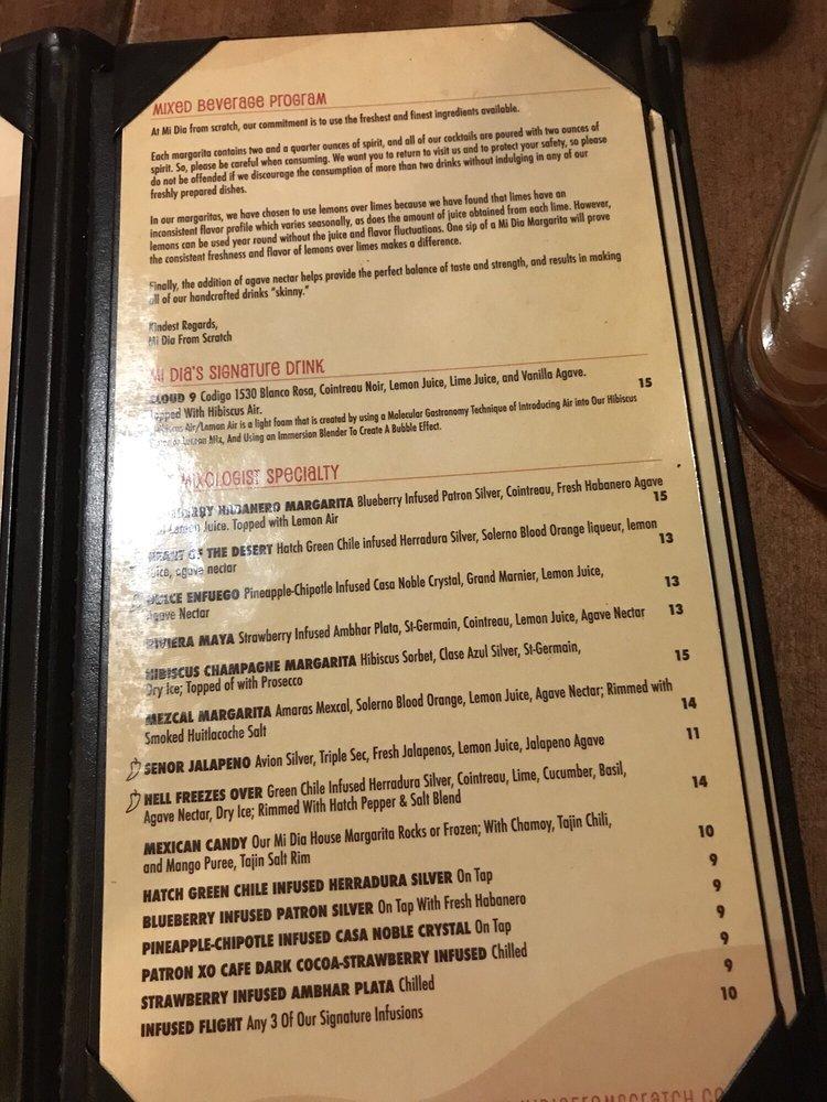 Menu at Mi Dia From Scratch pub & bar, Grapevine
