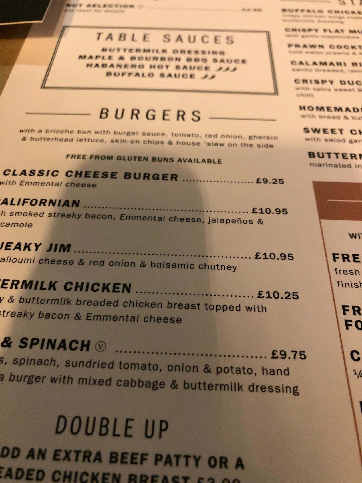 Menu at Red Lion restaurant, Hatfield