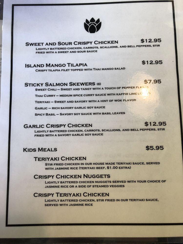 Menu at Simply Thai restaurant, Keller