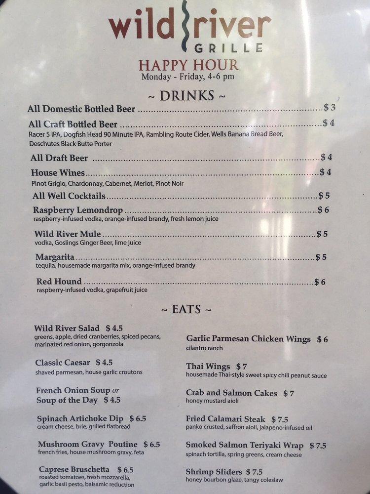 Menu at Wild River Grille pub & bar, Reno