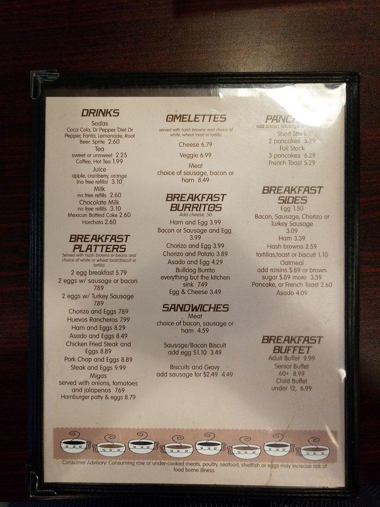 Menu at Alma's restaurant, Artesia, W Main St