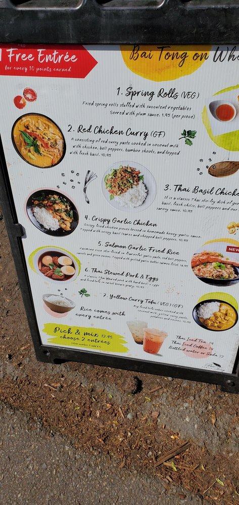 Menu at Bai Tong on Wheels, Redmond