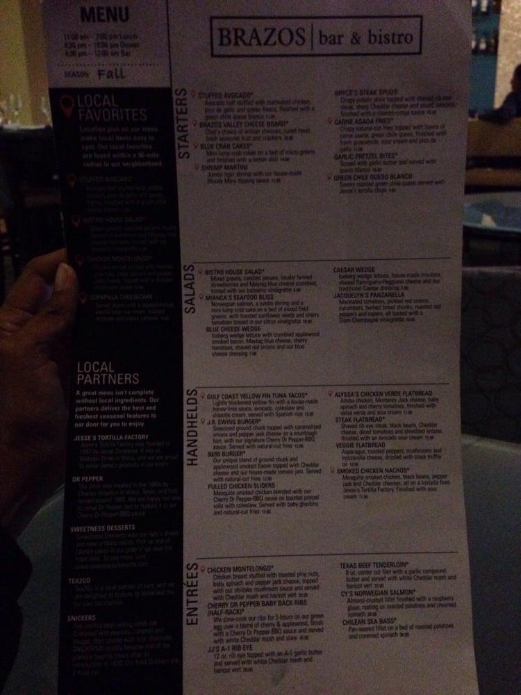 Menu at Brazos Bar & Bistro, Waco