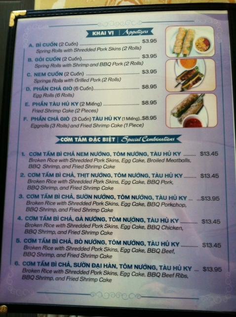 Menu at Dat Thành Restaurant, Sacramento