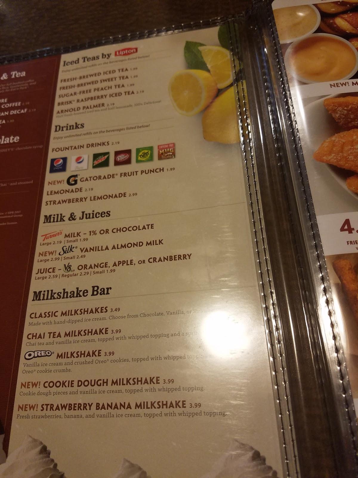 Menu at Eat'n Park restaurant, Sewickley