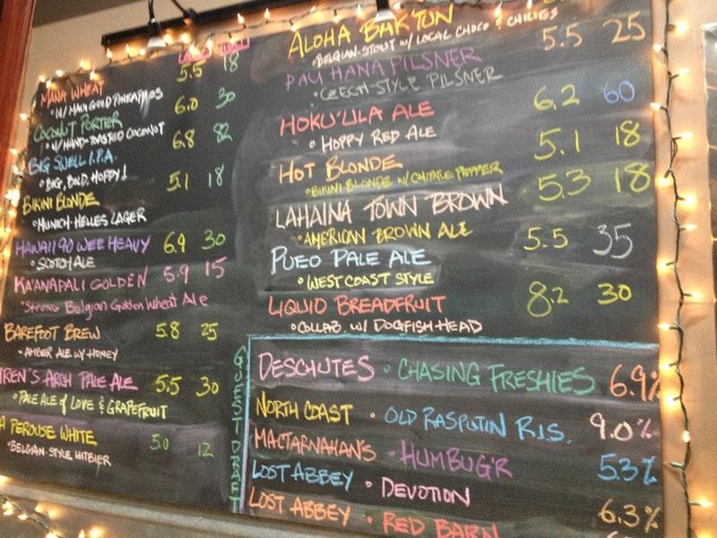 Menu at Maui Brewing restaurant, Napili-Honokowai