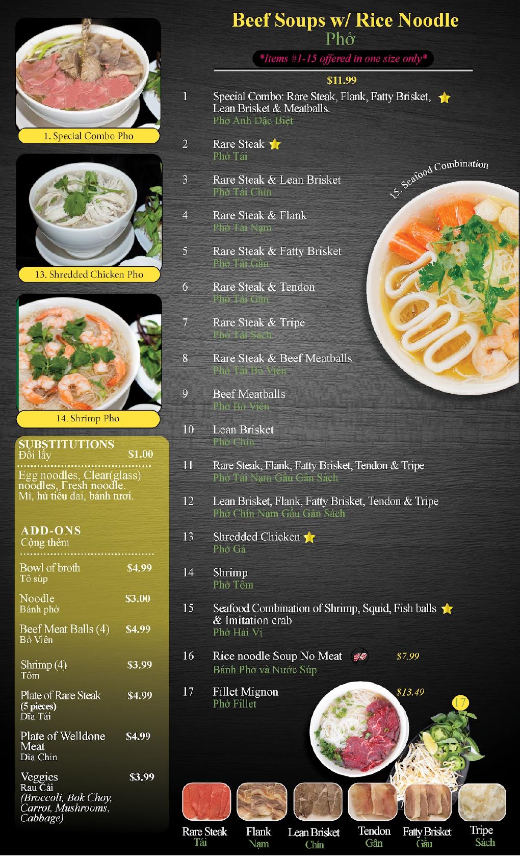 Menu at Pho Anh Hotpot & Crawfish restaurant, Riverside