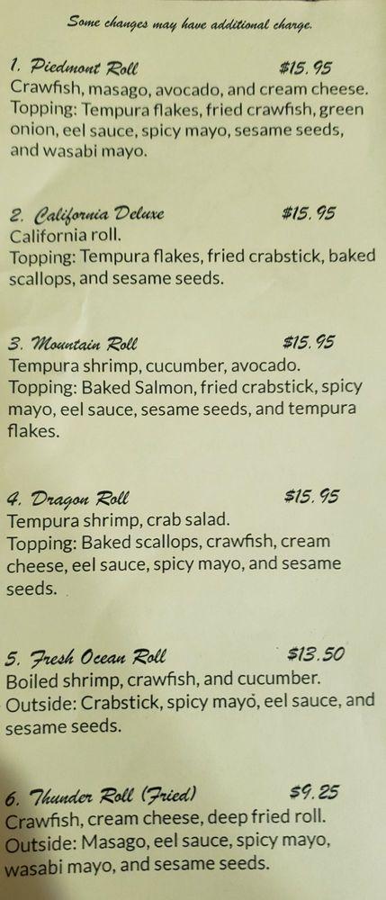 Menu at Piedmont cuisine restaurant, Piedmont