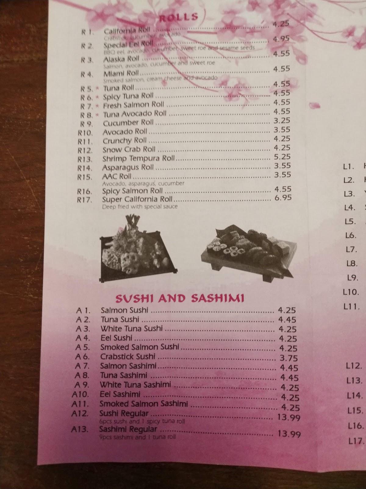 Menu at Sakura Hibachi Sushi Bar, Litchfield, 13 Litchfield Plaza