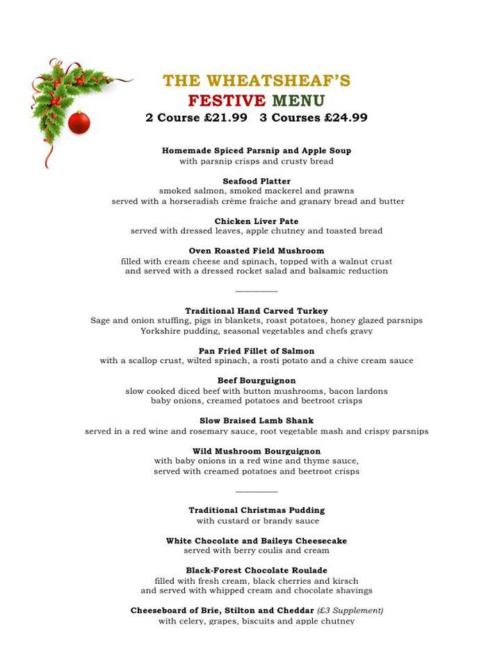 Menu at The Wheatsheaf Pub, Hatfield Peverel