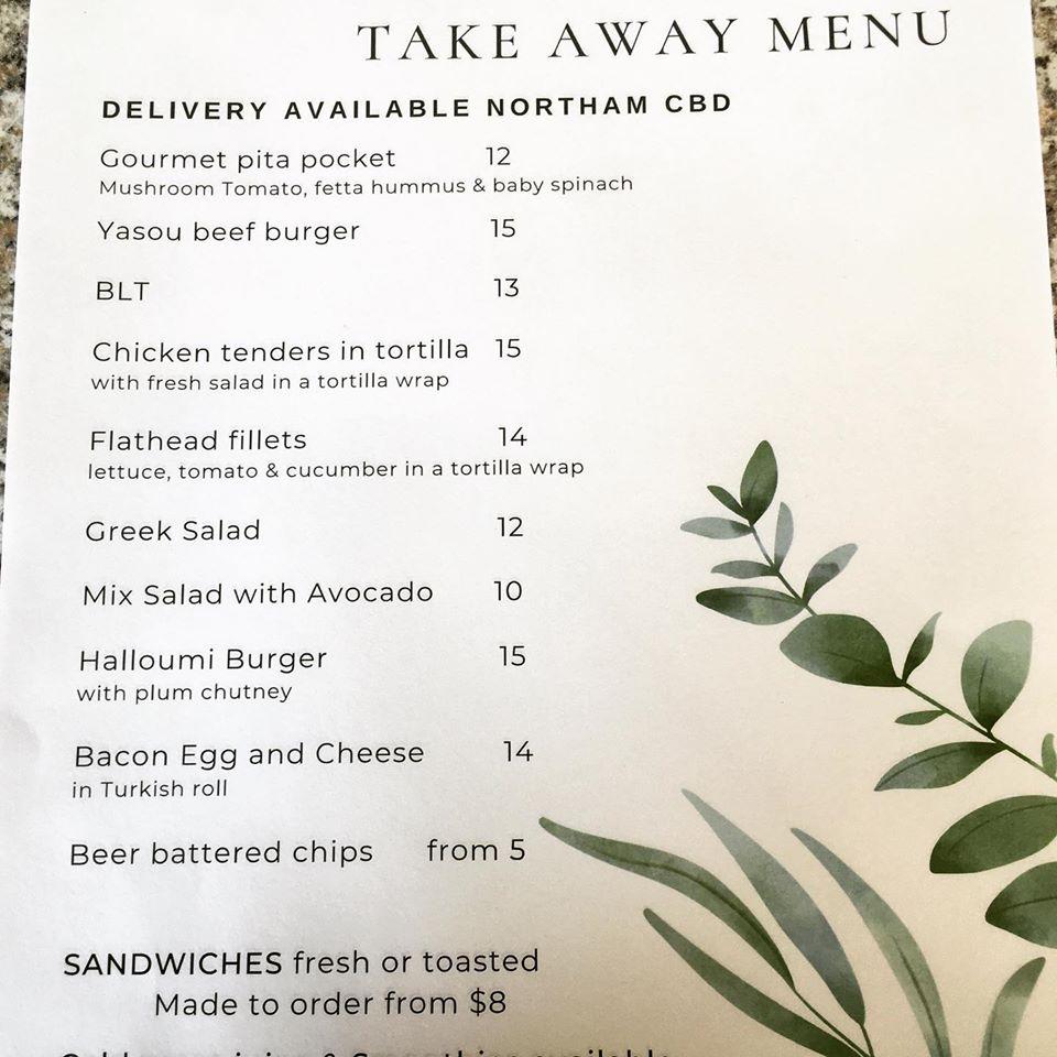 Menu at Cafe Yasou, Northam