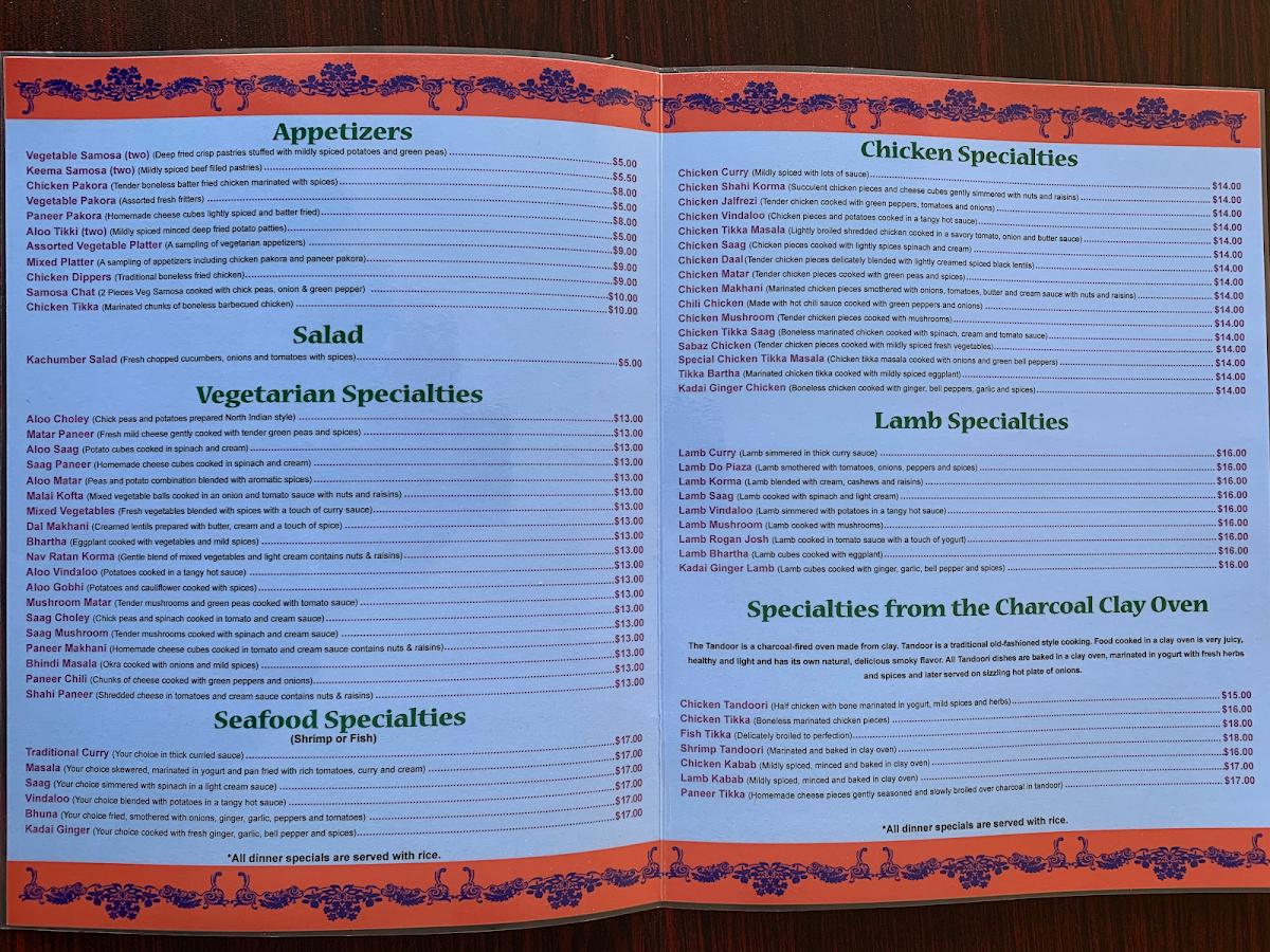 Menu at Jot India Restaurant, Newport