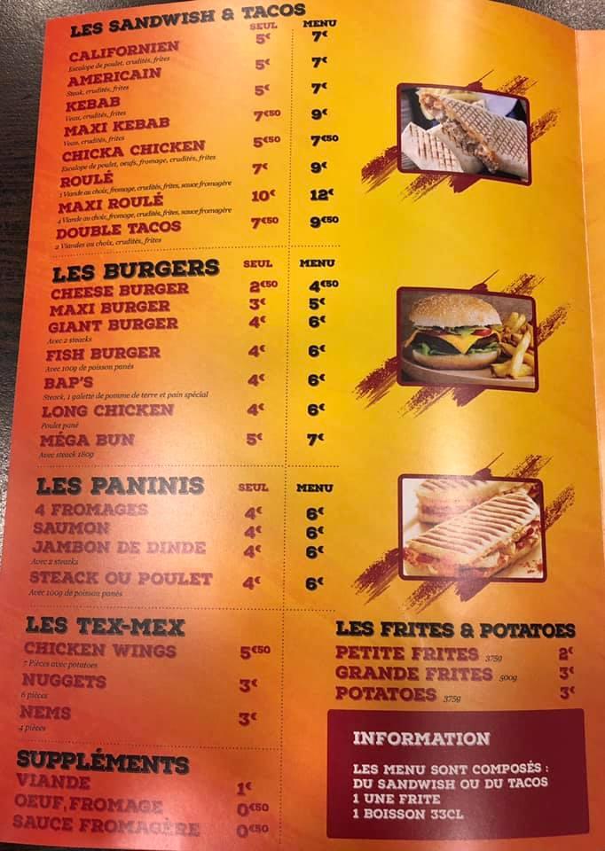 Menu at Miami Burger restaurant, Rillieux-la-Pape