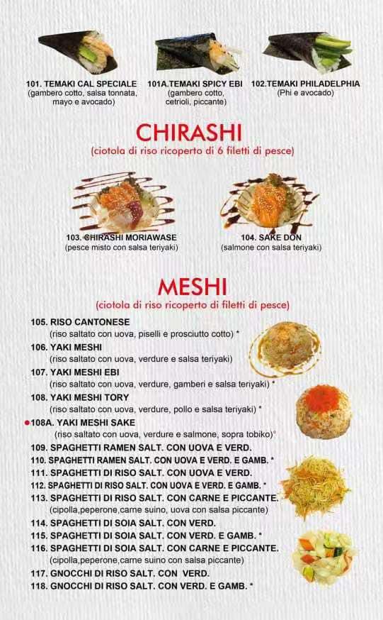 Menu at SHIRO SUSHI restaurant, Castelvetrano