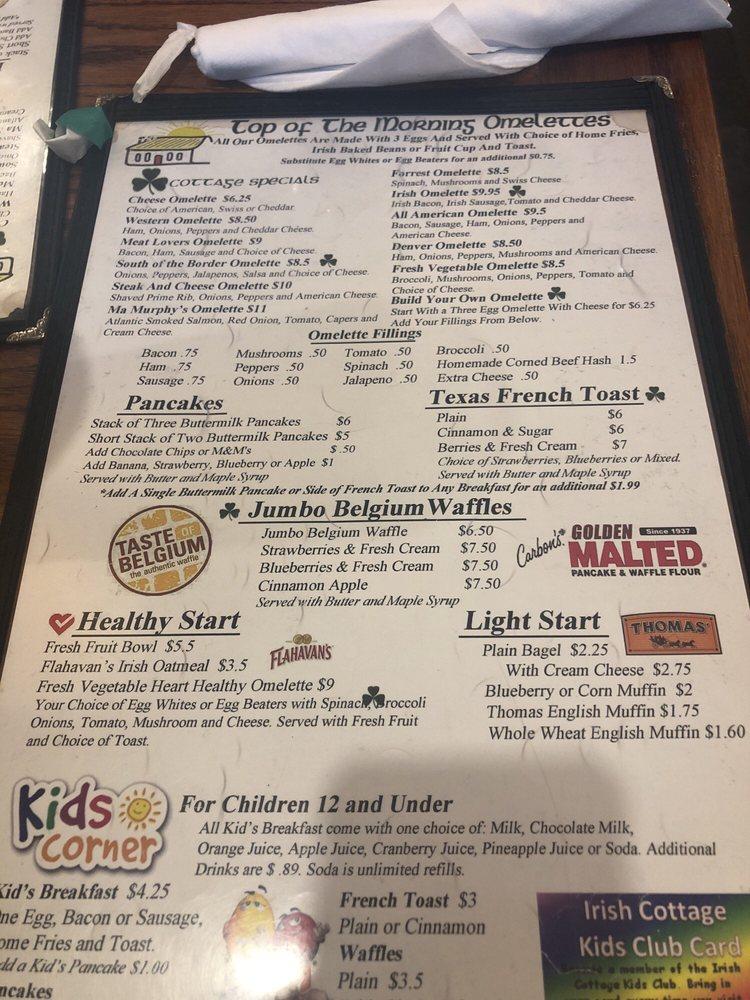 Menu at The Irish Cottage pub & bar, Methuen