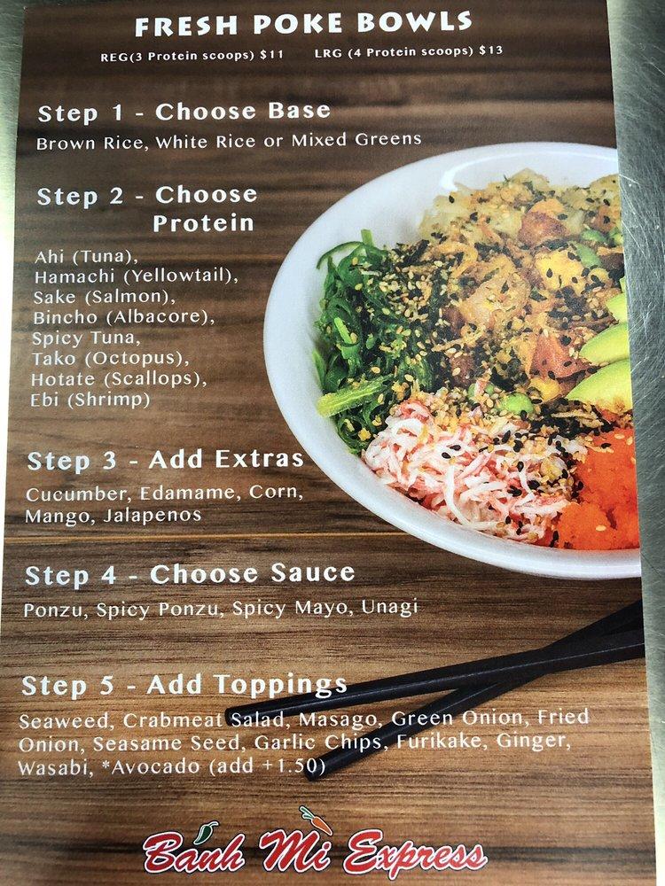 Menu at Banh Mi Express restaurant, Brentwood