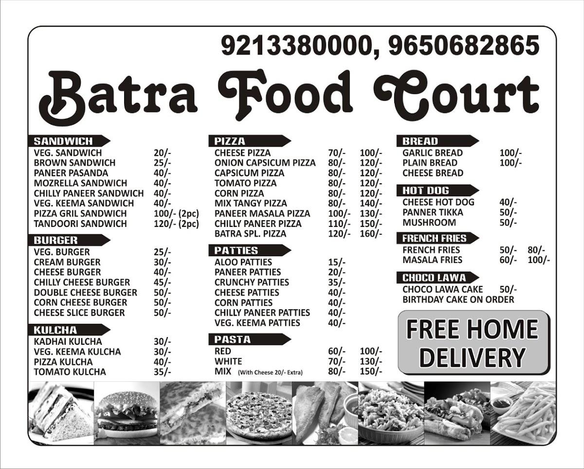 Menu at Batra Food court, Delhi