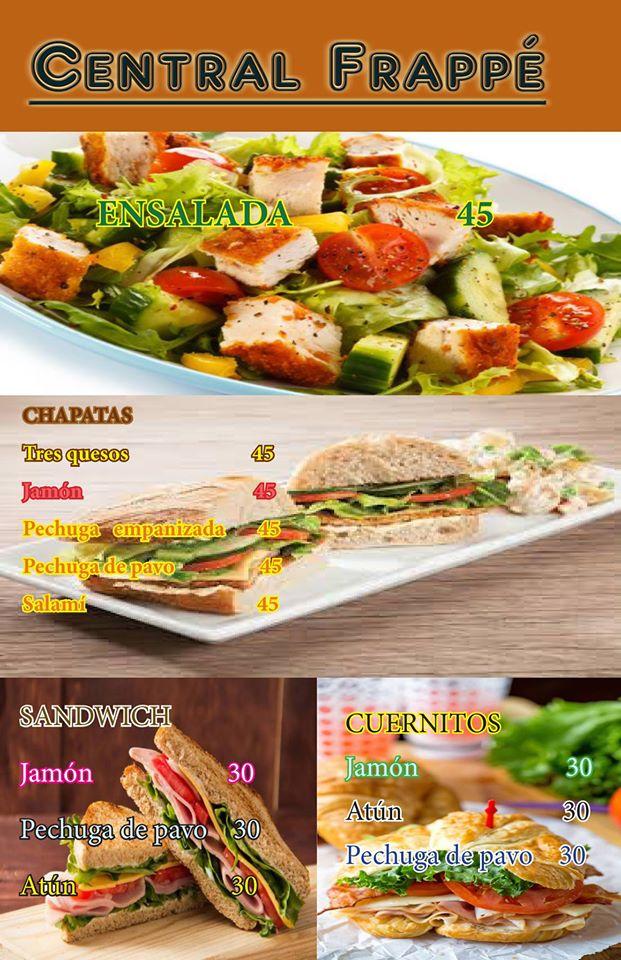 Menu at Central Frappe cafeteria, Ciudad López Mateos