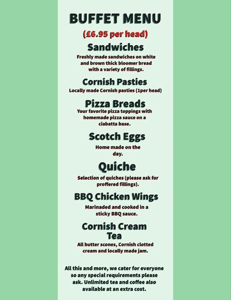 Menu at Camborne Conservative Club, Camborne