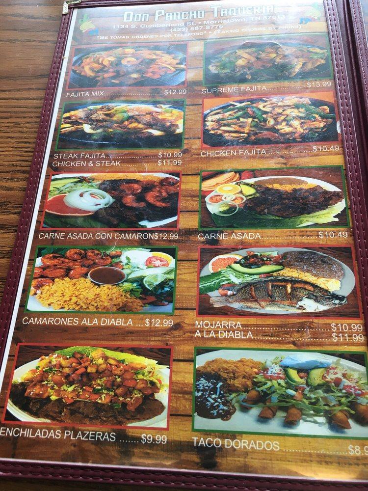 Menu at Don Pancho Restaurant, Morristown