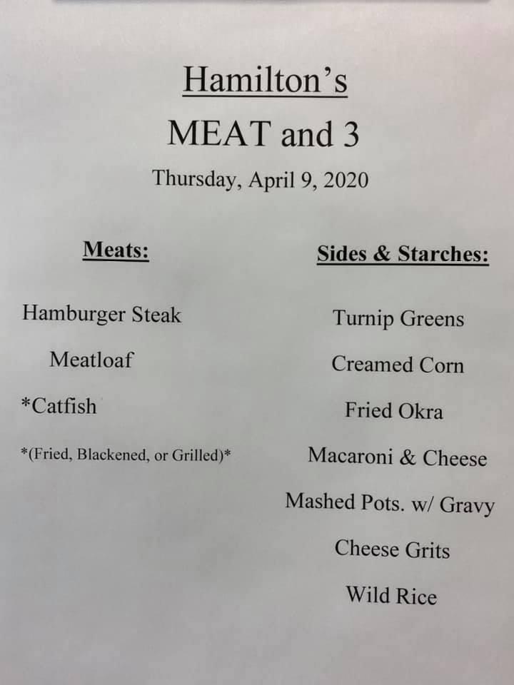 Menu at Hamilton's On Ogletree pub & bar, Auburn, Ogletree Rd