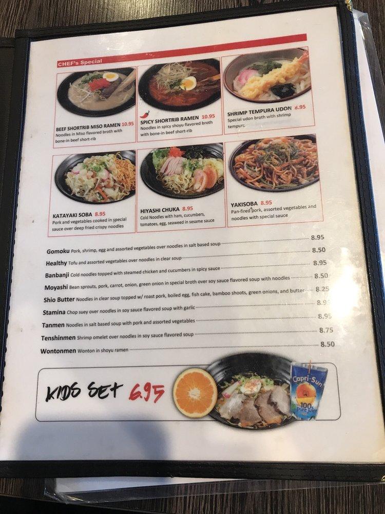 Menu at Kiraku restaurant, Gardena