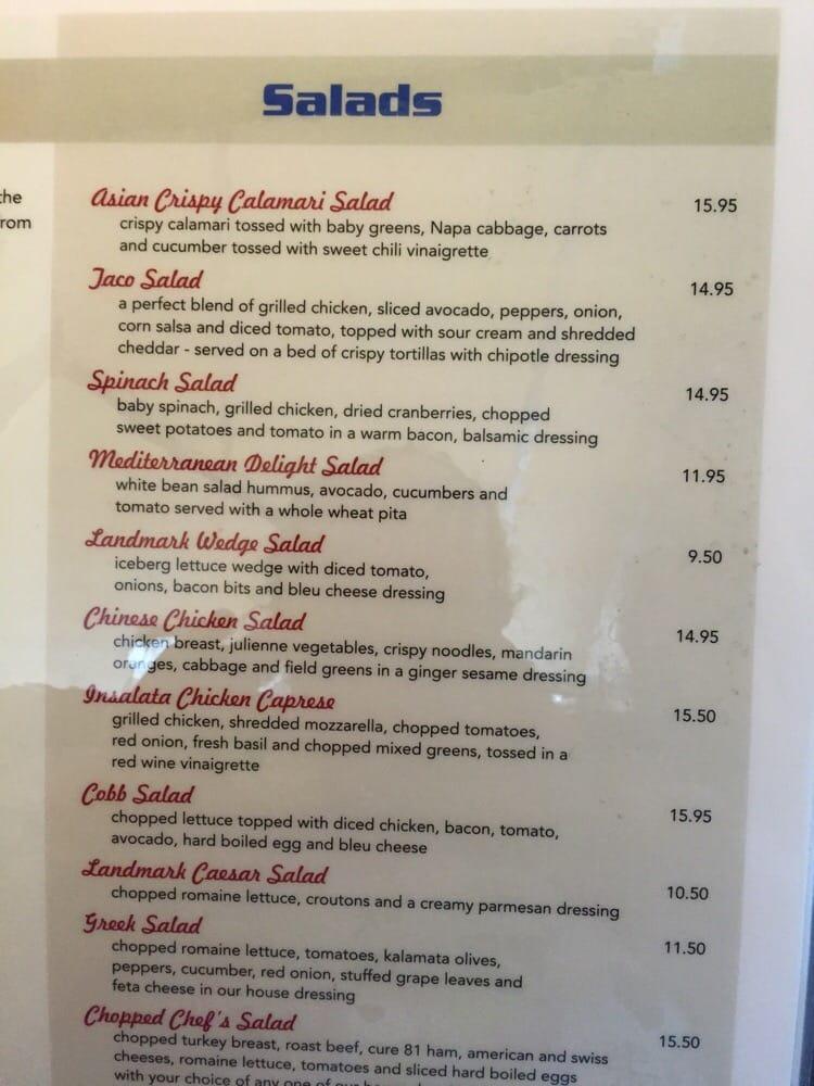 Menu at Landmark Diner restaurant, Roslyn