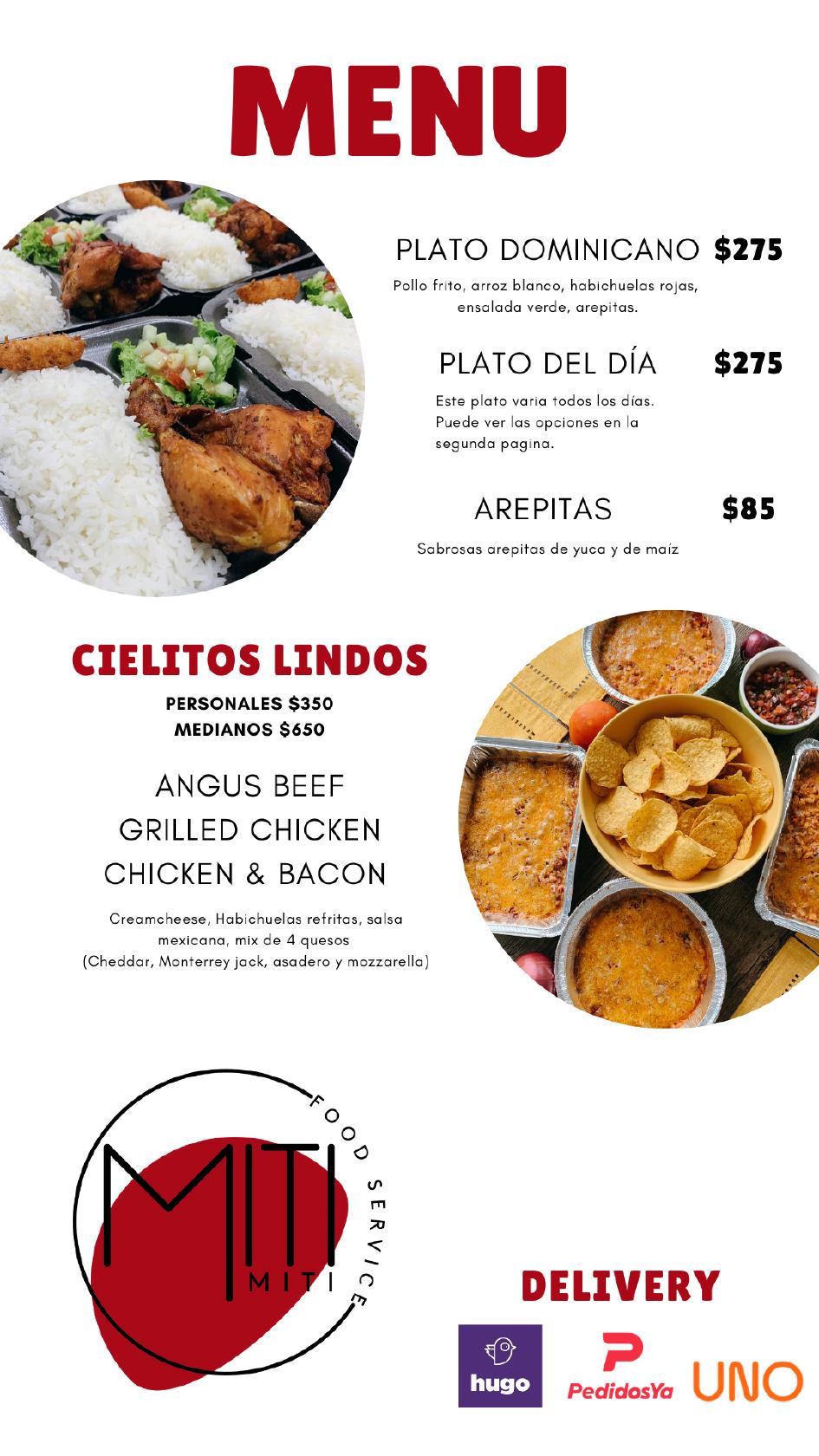 Menu at MITI MITI FOOD SERVICE restaurant, Santo Domingo