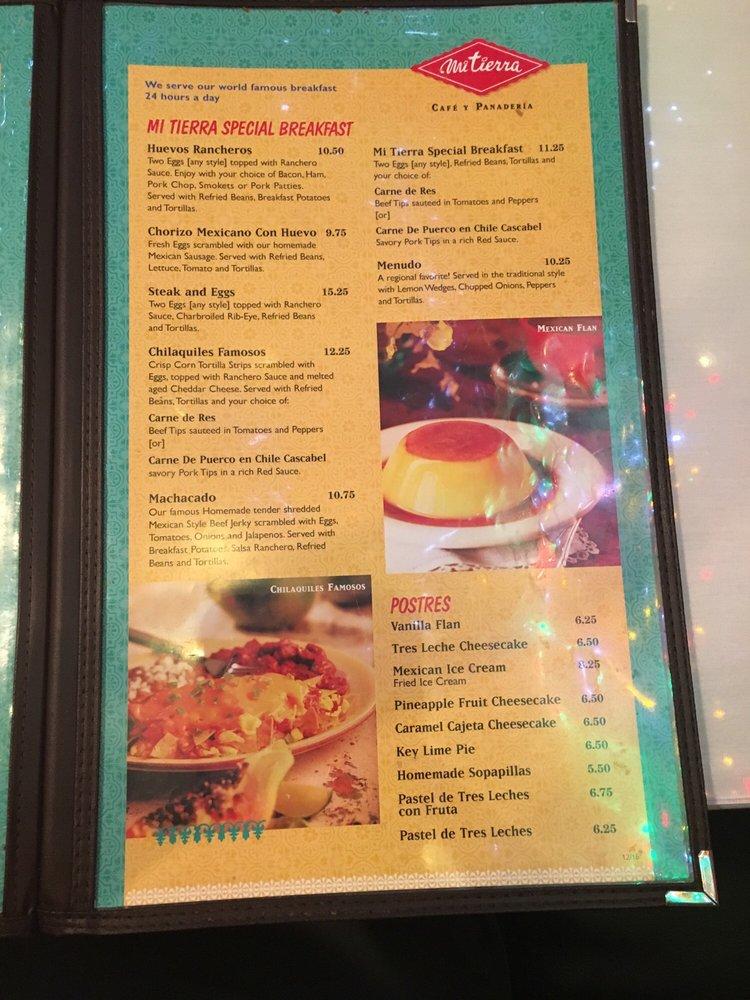 Menu at Mi Tierra Cafe y Panaderia, San Antonio