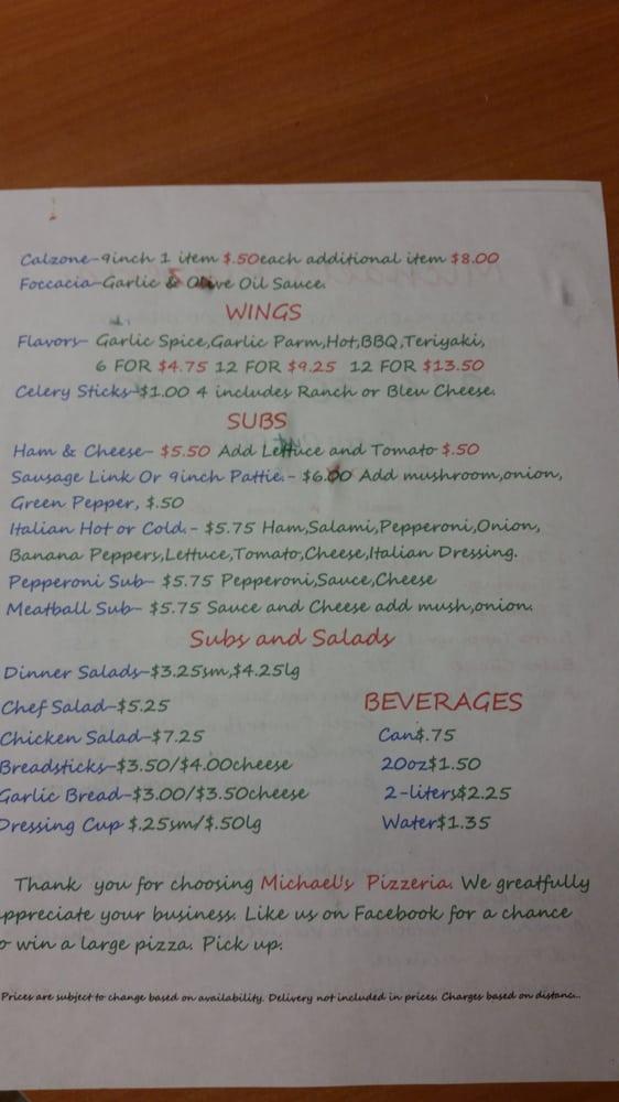 Menu at Michaels Pizzaria pizzeria, Lakewood