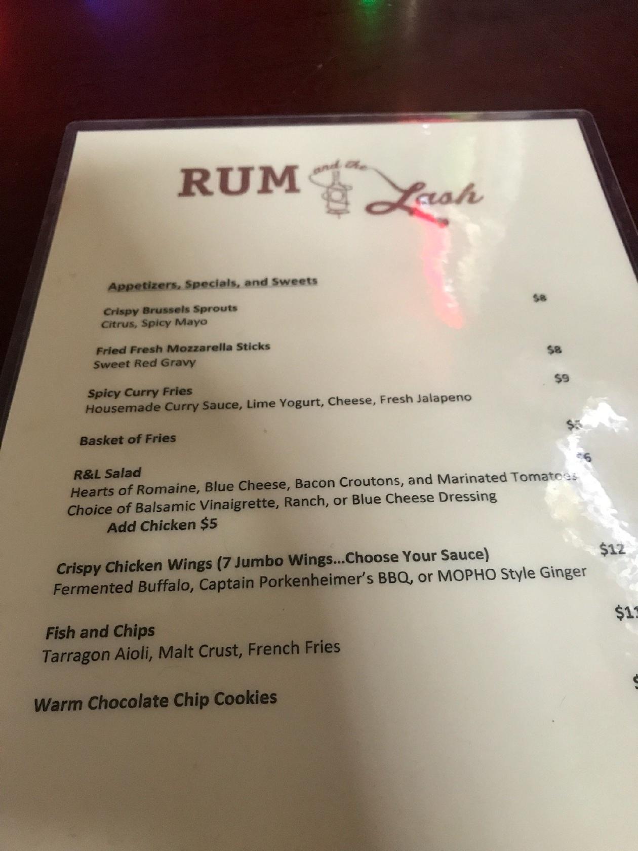Menu at Mick's Irish Pub, New Orleans