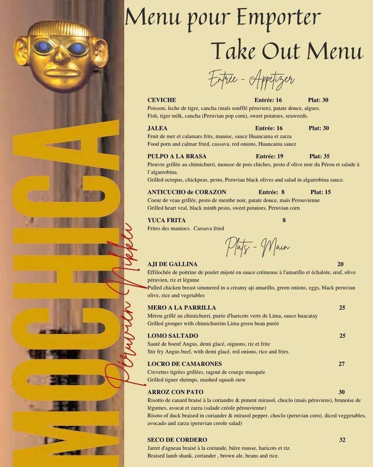 Menu at Restaurant Mochica, Montreal