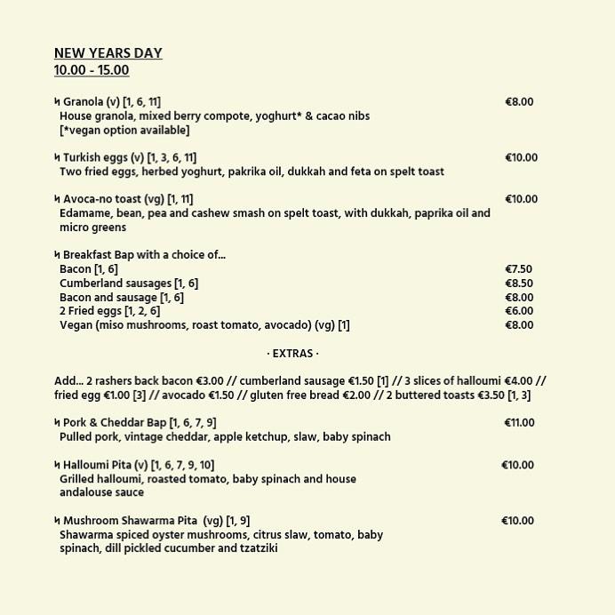 Menu at Satellite Coffee cafe, Morzine