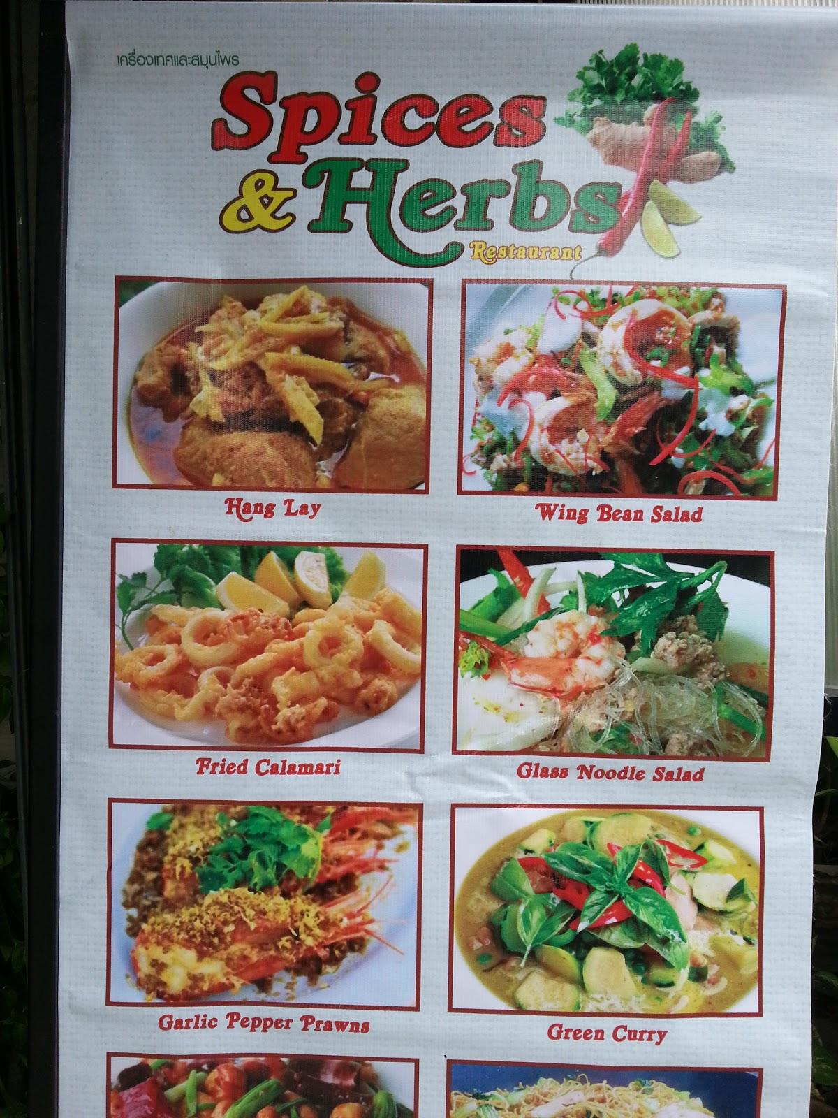 Carta de Spices & Herbs Restaurant, Chiang Mai, 42/3 Rachamakka T. Phasing