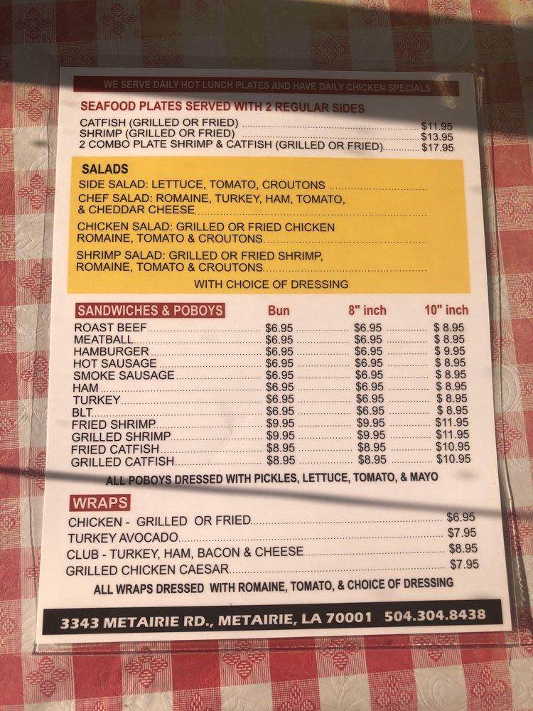 Menu at Chaps Chicken restaurant, Metairie
