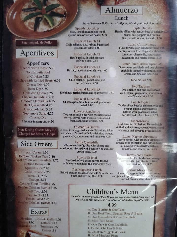 Menu at El Agave Family Mexican Restaurant, Rio Rancho