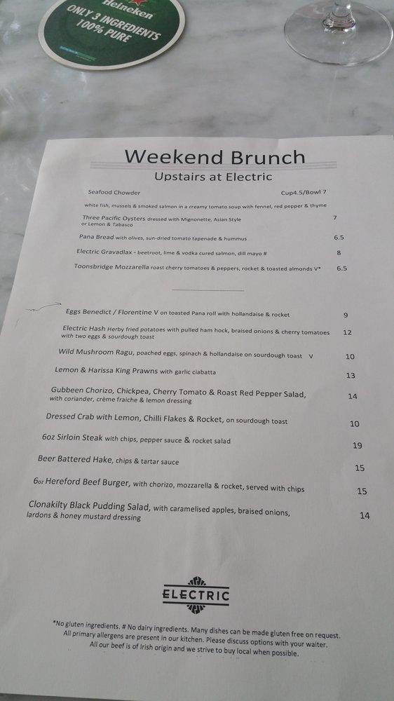 Menu at Electric pub & bar, Cork, 41 S Mall