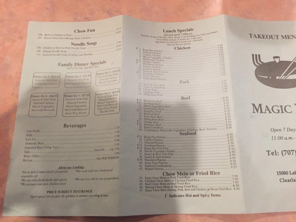 Menu at Magic Wok restaurant, Clearlake