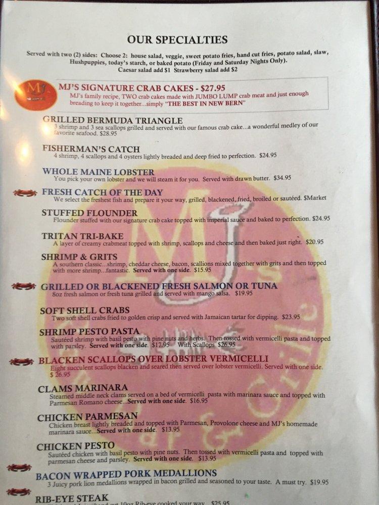 Menu at Mj's Raw Bar and Grille, New Bern