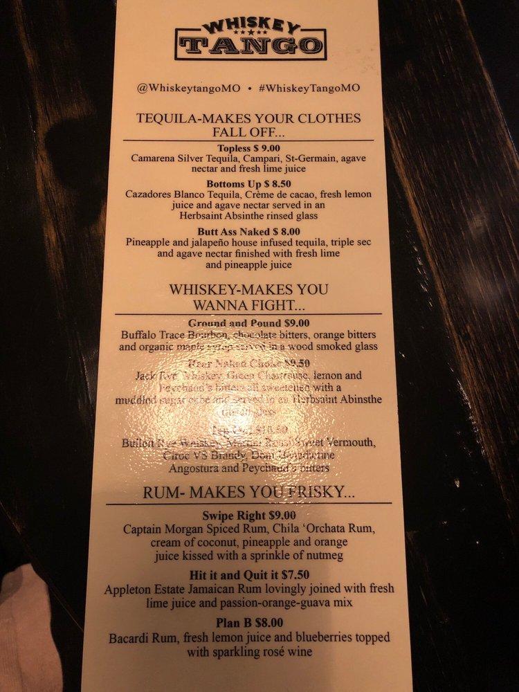 Menu at Whiskey Tango pub & bar, Springfield
