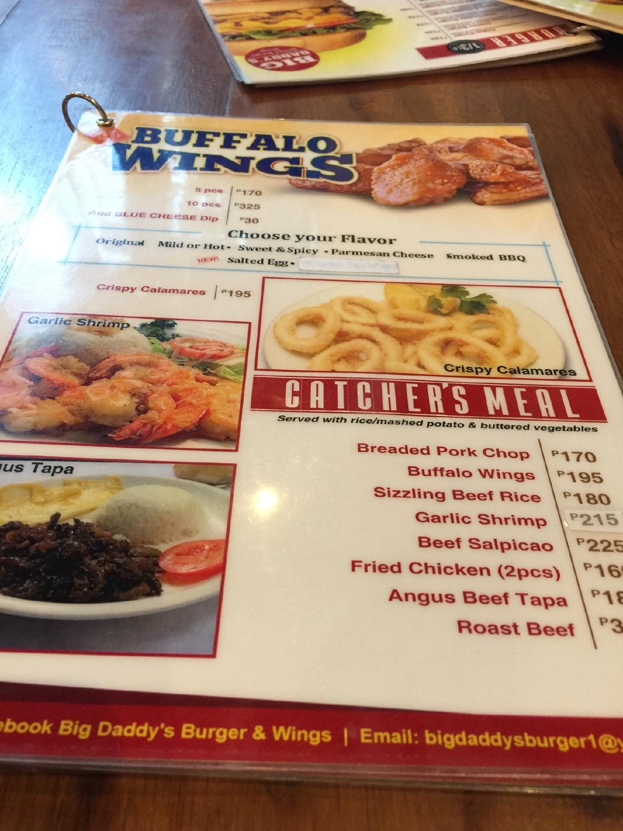 Menu at Big Daddy's Sapphire Rd. restaurant, Pasig
