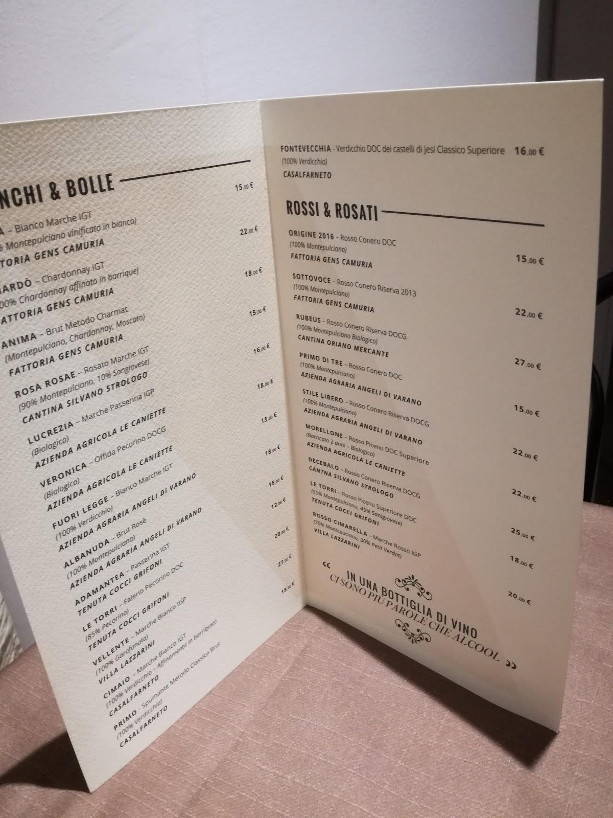 Menu da Bistro' Cucina & Vini ristorante, Camerano