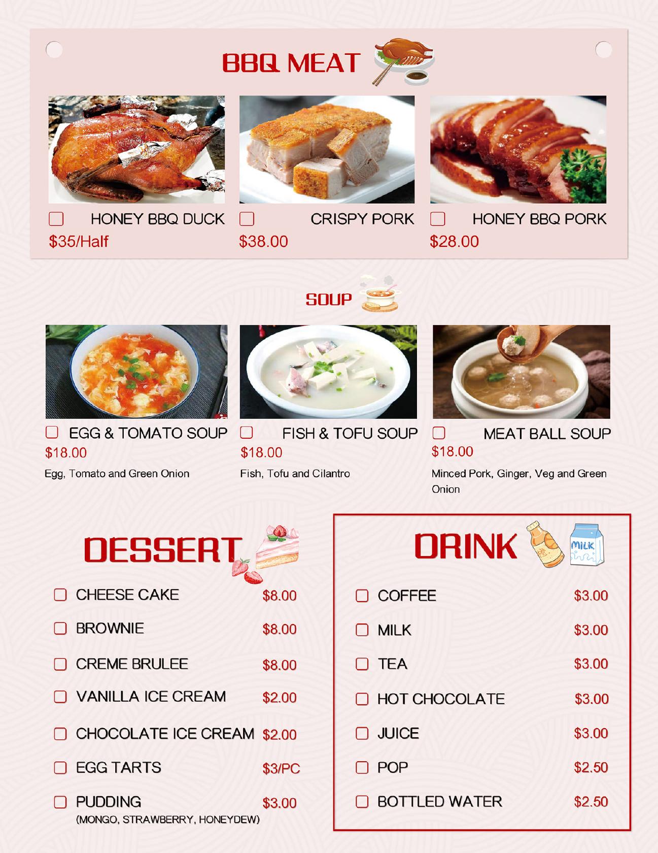 Menu at Cai's Kitchen In Nova Inn 传统中国菜餐馆 restaurant, Yellowknife