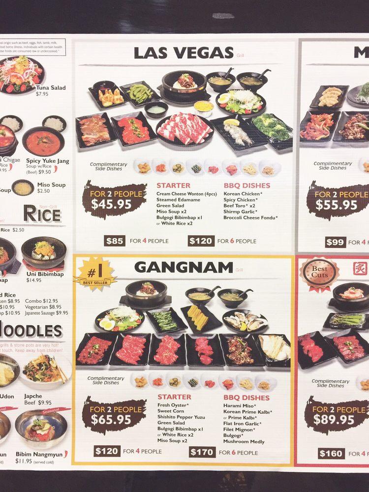 Menu at Gangnam Asian BBQ Dining, Las Vegas