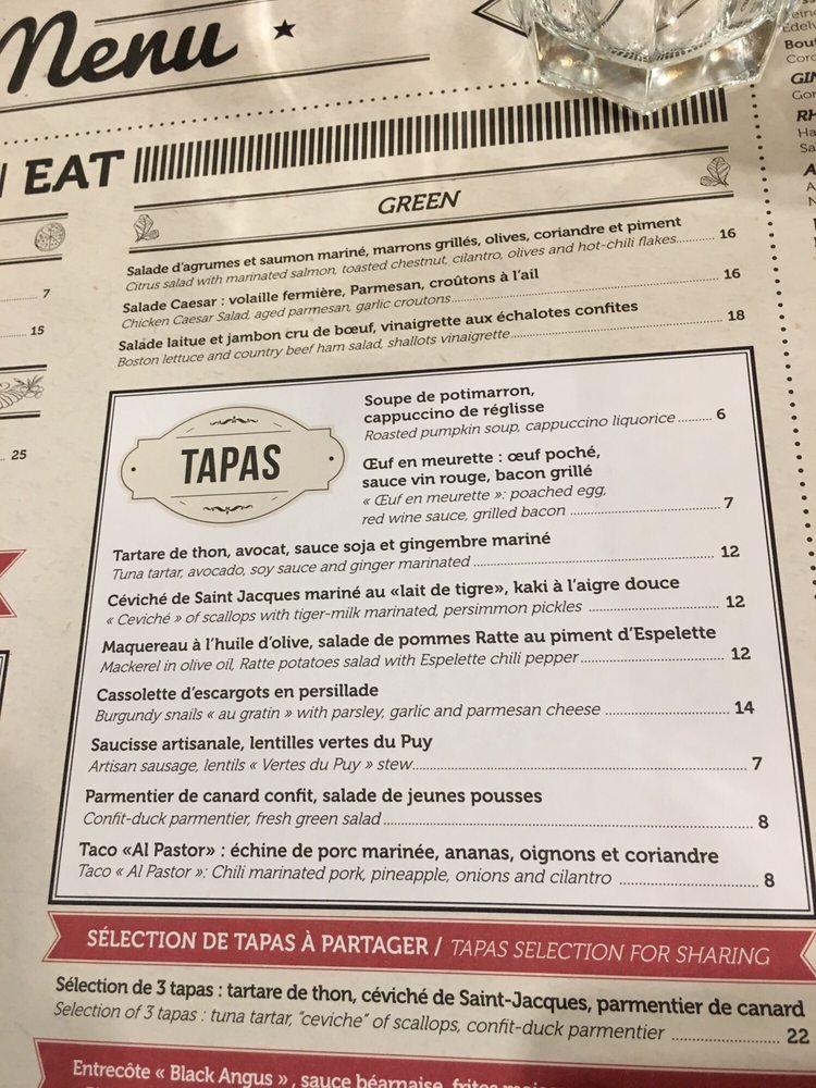 Menu at Half-Time steakhouse, Colombes
